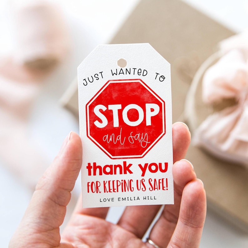 School Crossing Guard Appreciation Gift Tag Template, Printable Stop ...