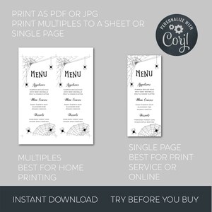 Halloween Spiderweb Menu Template, Printable Halloween Dinner Party ...