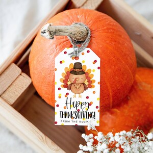 Editable Happy Thanksgiving Gift Tag Template, Cute Turkey Favor Tag ...