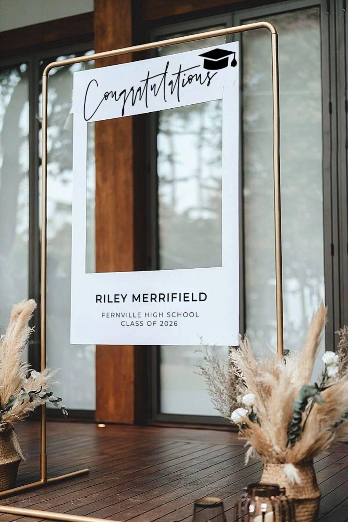 Modern Graduation Photo Prop Frame Template, Printable Grad Party Decor ...