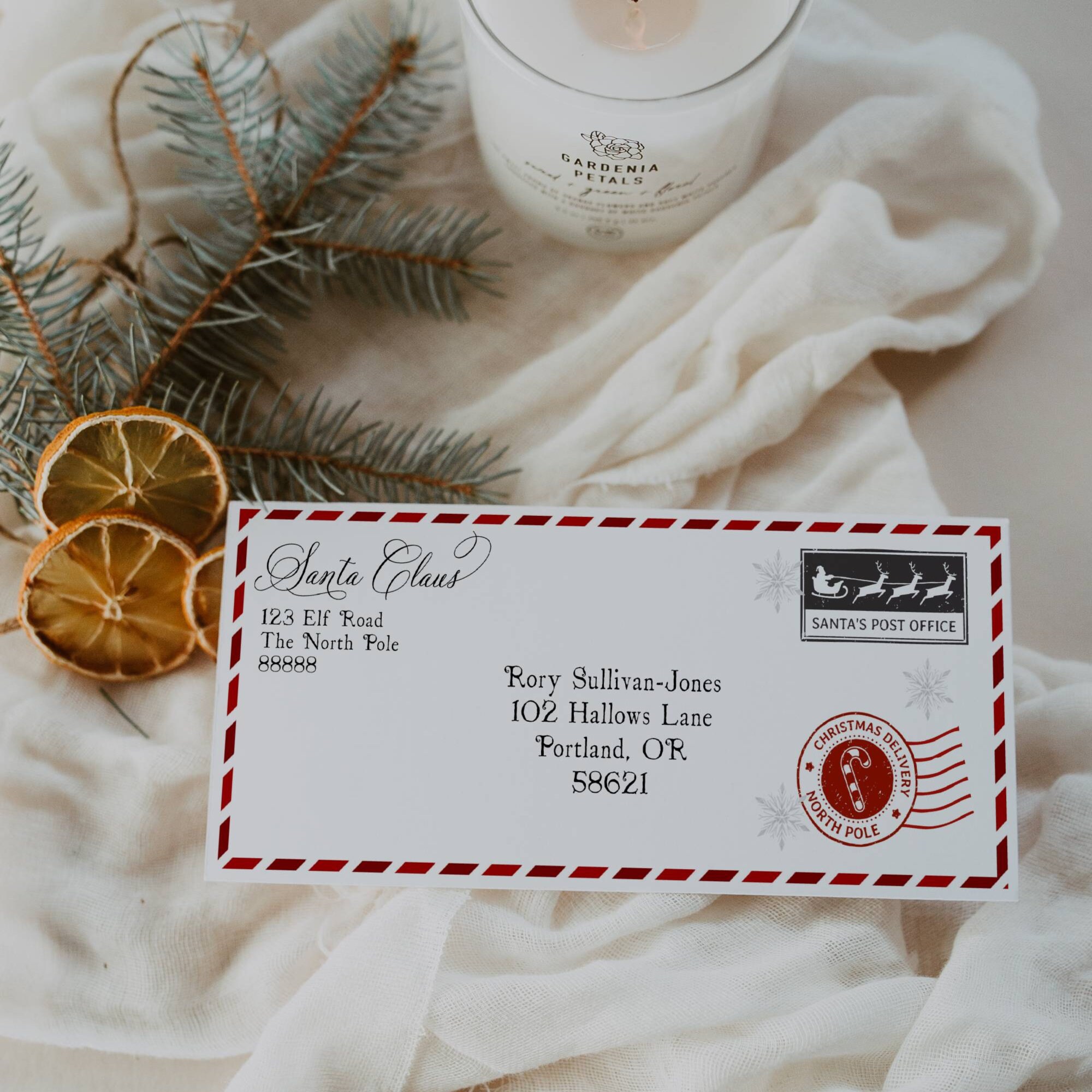 Editable Letter From Santa Envelope Template, Printable North Pole Mail ...