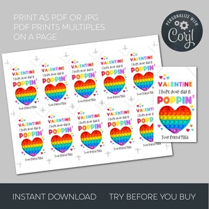 Valentine Pop It Gift Tag Template, Printable Poppin Valentine's Day ...