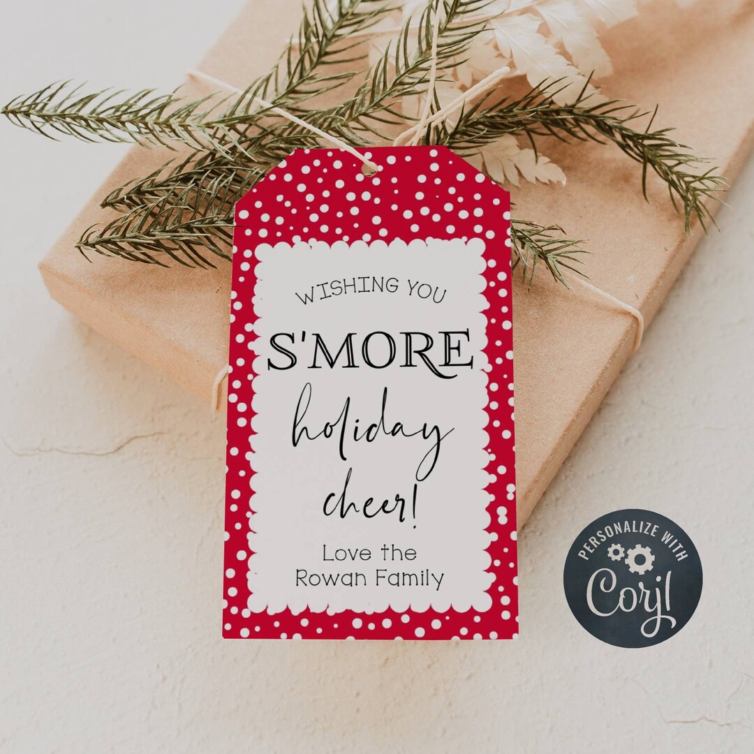 S'mores Christmas Gift Tag Template, Printable Holiday Favor Tag ...