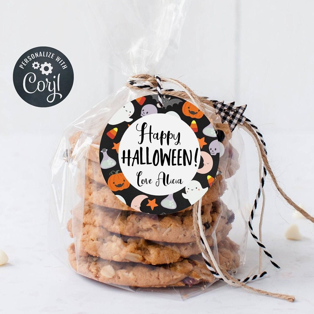 Halloween Round Gift Tag Template, Printable Cute Ghost Pumpkin Tags ...