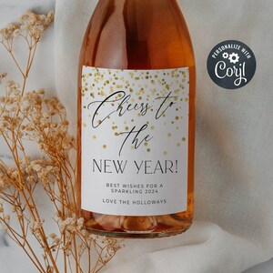 New Year's Eve Wine Bottle Label Template, Printable Modern NYE ...