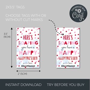 Valentine Soap Gift Tag Template, Printable Here's Soapin You Have A ...