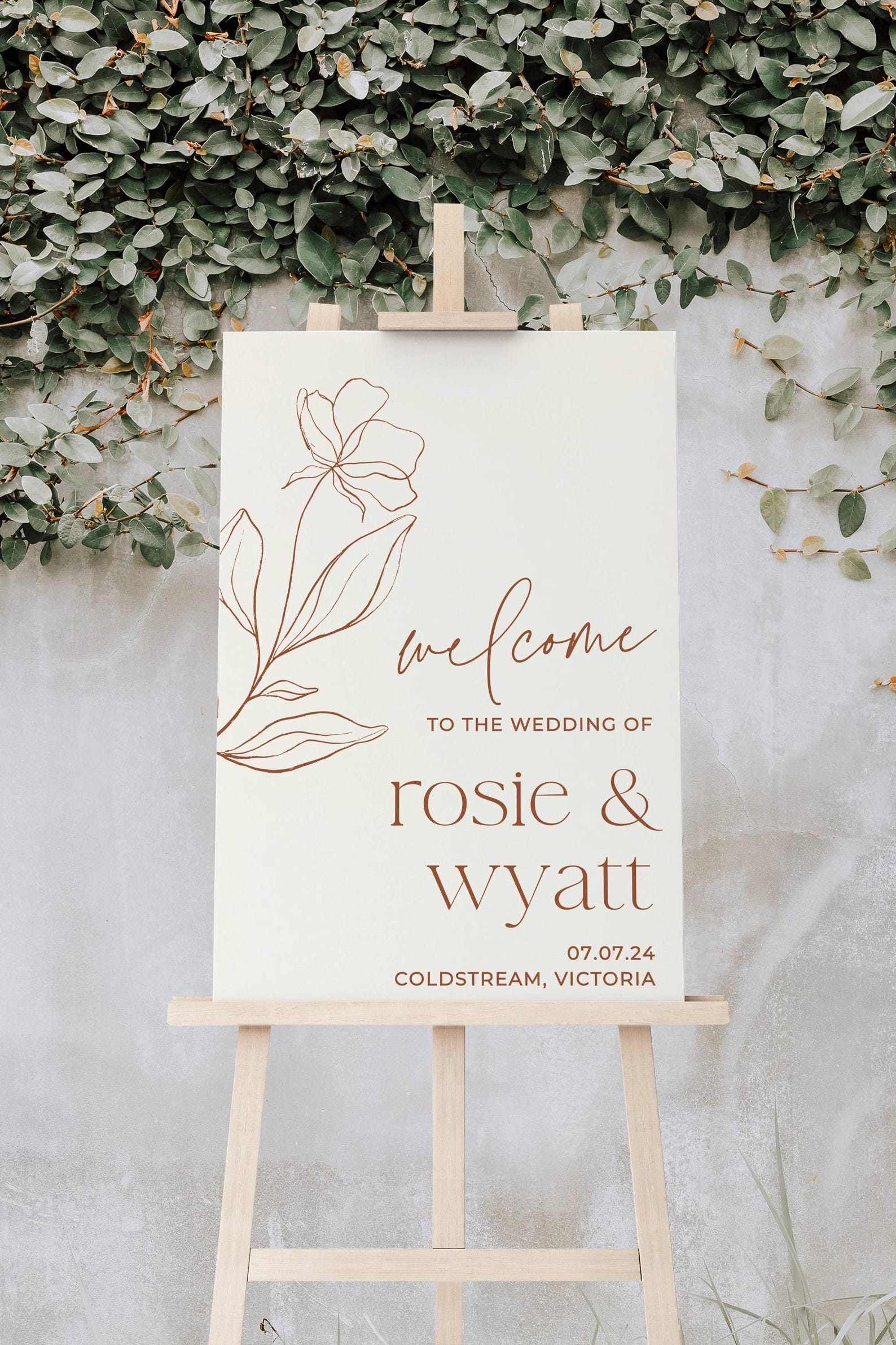 Beige Terracotta Wedding Welcome Sign Template, Printable Boho Desert ...