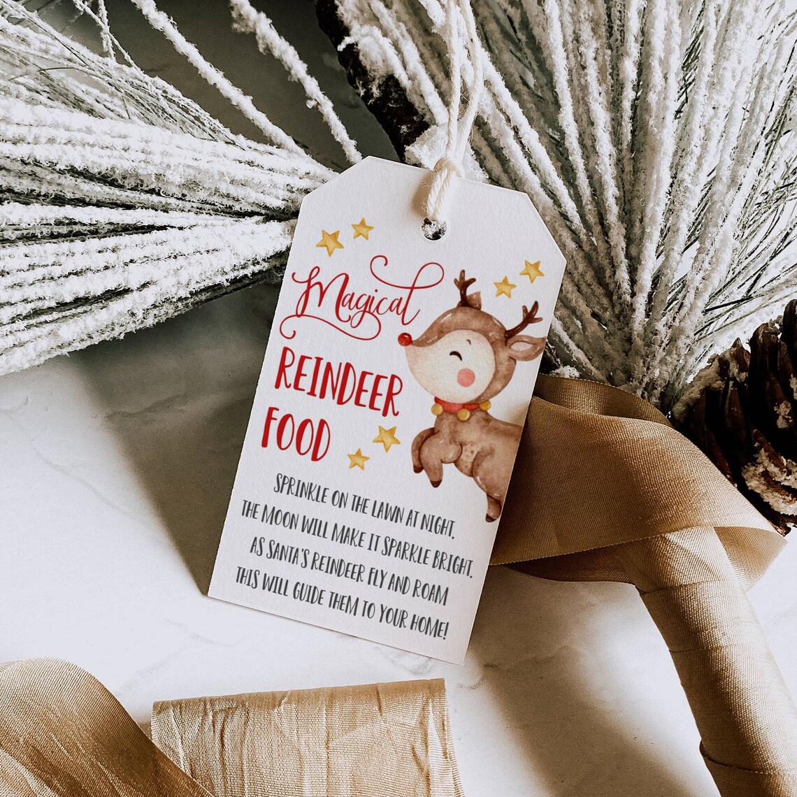 Printable Magical Reindeer Food Tag Template, Editable Christmas Eve ...