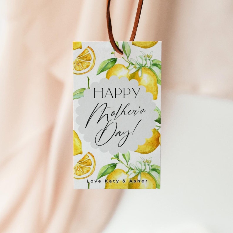 Lemons Mother's Day Gift Tag Template, Printable Mothers Day Favor Tag ...