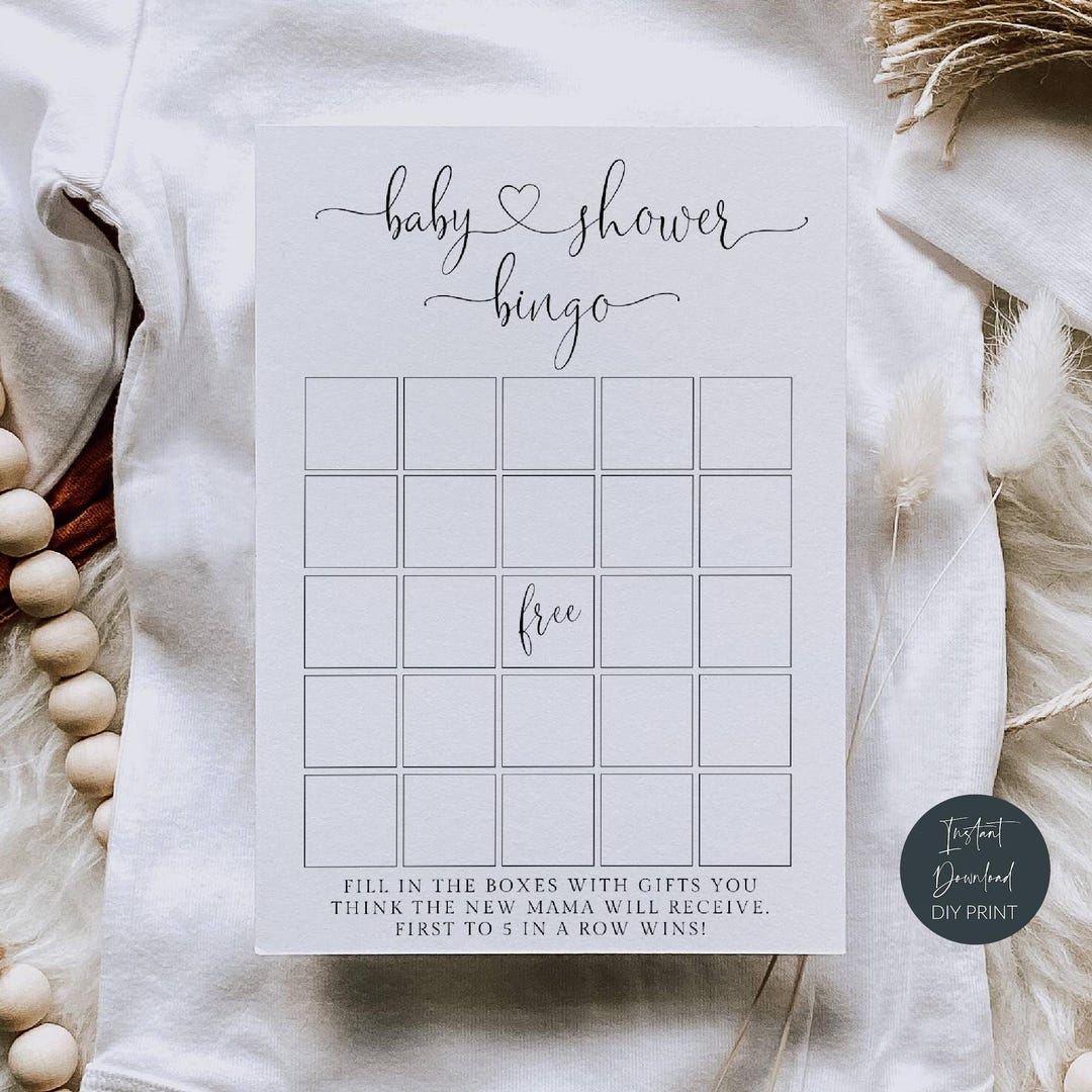 Baby Shower Bingo Printable, Baby Shower Game Cards, Baby Shower ...