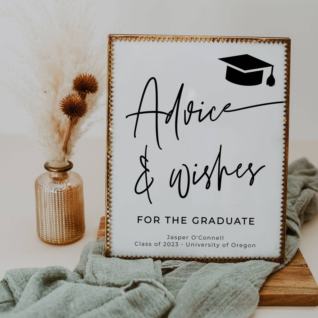Advice & Wishes for the Graduate Sign Template, Printable Modern ...