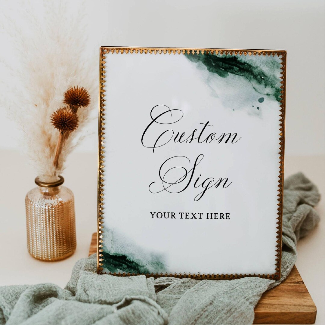 Emerald Green Watercolor Custom Sign Template, Printable Wedding ...