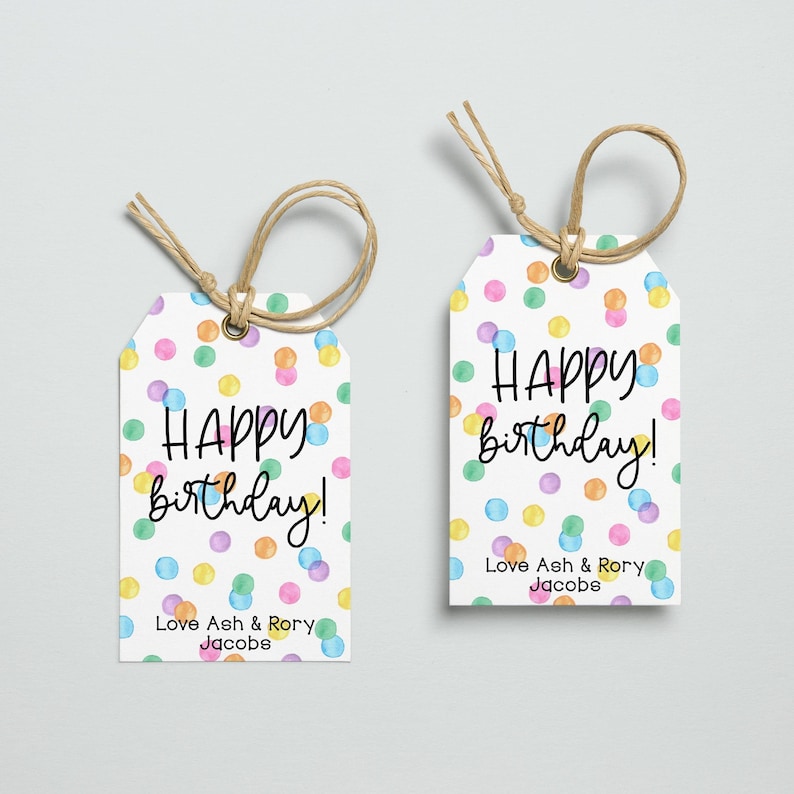 Printable Happy Birthday Gift Tag Template Pastel Watercolor | Etsy