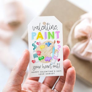 Paint Your Heart Out Valentine Gift Tag Template, Printable Kids ...