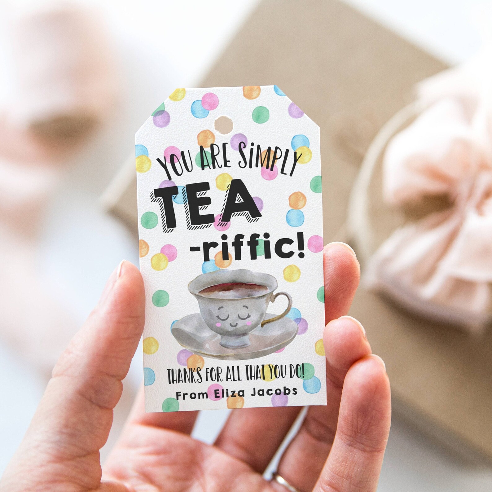 Tea Gift Tag Template Printable Tea-riffic Thank You Tags - Etsy Canada