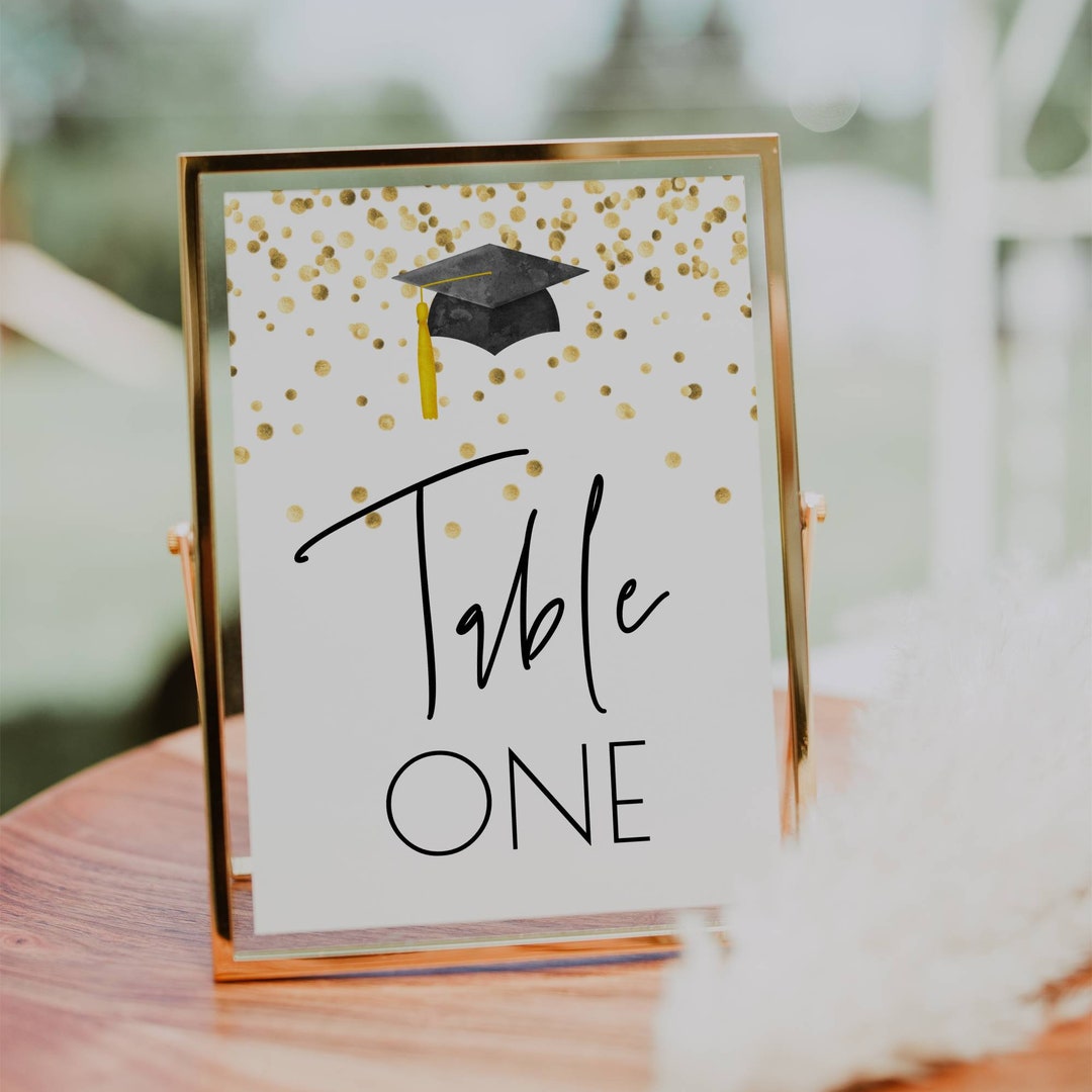 Graduation Table Number Template, Printable Modern Confetti Grad Party ...