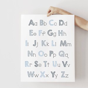 Navy Blue Alphabet Poster Printable ABC Kids Art Pastel - Etsy