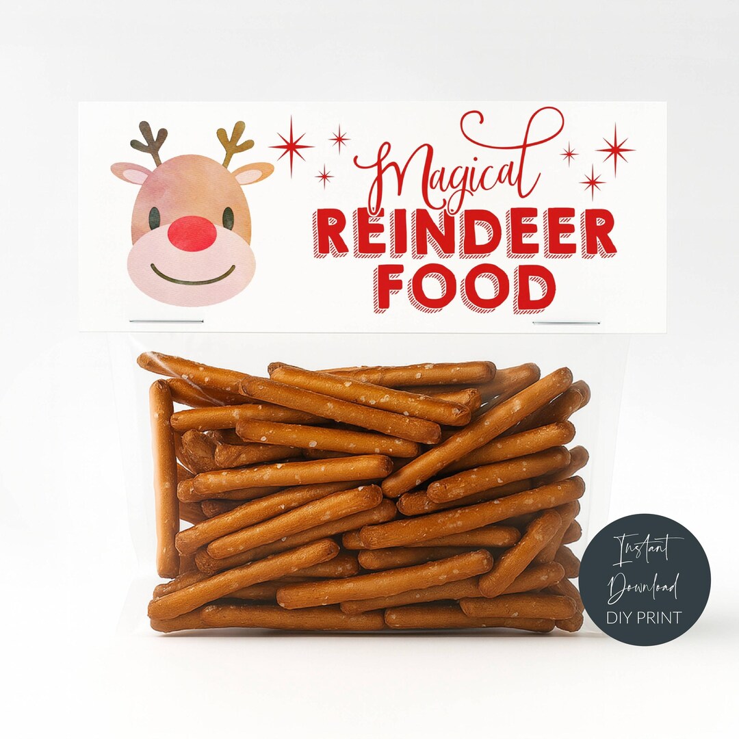 Printable Magical Reindeer Food Treat Bag Toppers, Christmas Eve ...