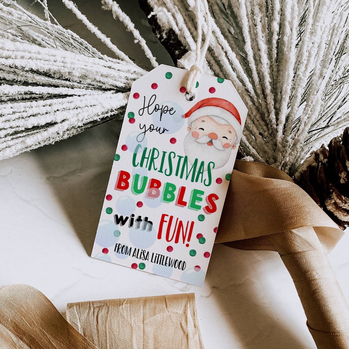 Hope Your Christmas Bubbles With Fun Gift Tag Template, Printable ...