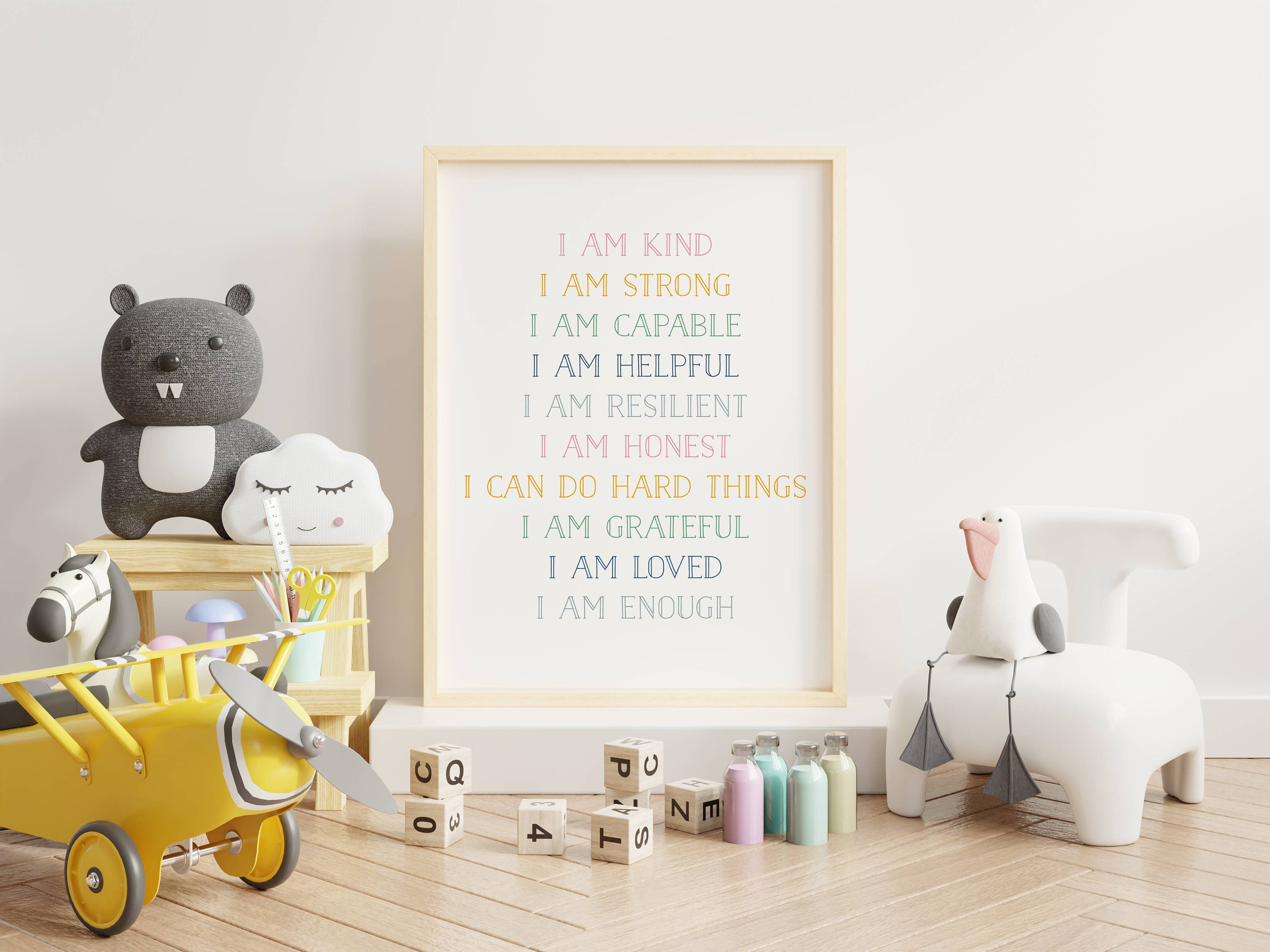 Affirmations Wall Art For Kids Printable I Am Kind I Am | Etsy