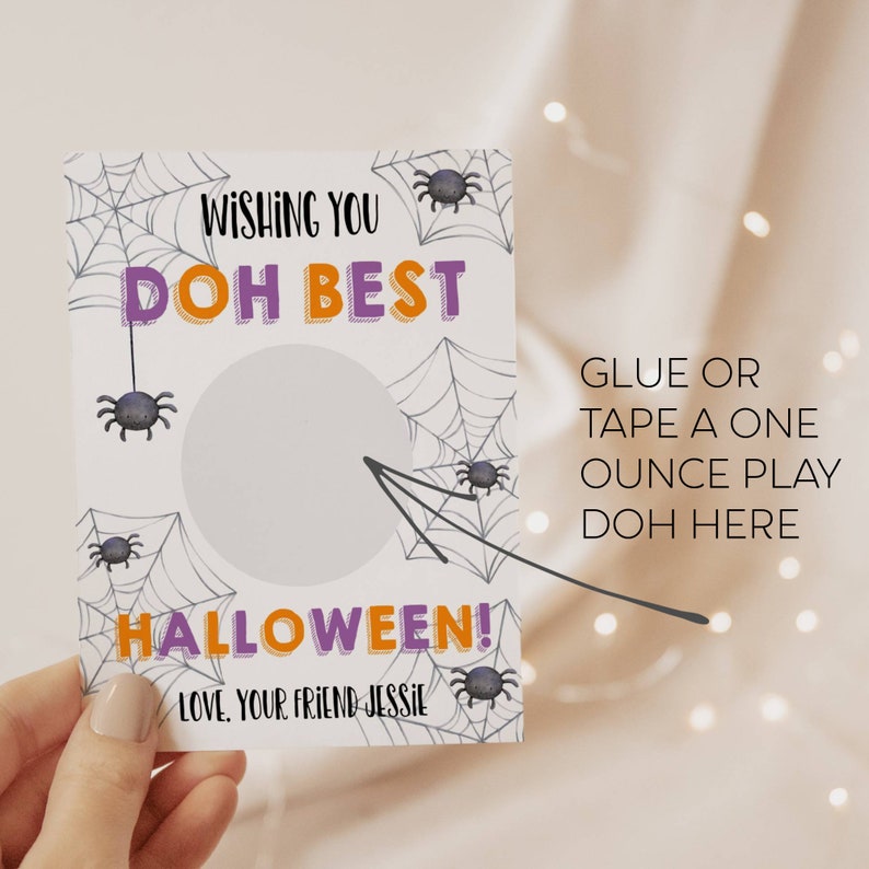 Halloween Play Doh Card Template Printable Wishing You Doh - Etsy