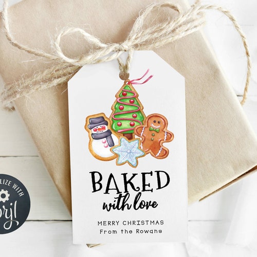 Baked With Love Editable Tag Template Christmas Favor Tag - Etsy
