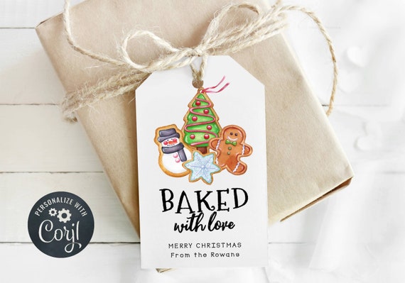 Baked With Love Editable Tag Template Christmas Favor Tag | Etsy
