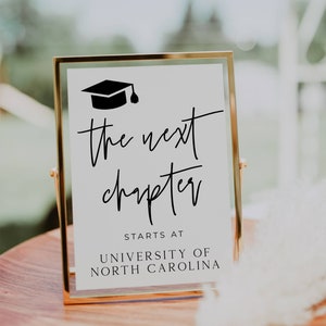 The Next Chapter Sign Template, Printable Modern Grad Party Sign ...