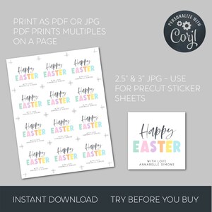 Happy Easter Gift Tag Template, Printable Pastel Easter Favor Tag ...