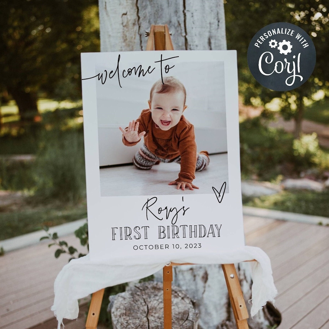 Modern Photo Birthday Welcome Sign Template Printable Minimal - Etsy