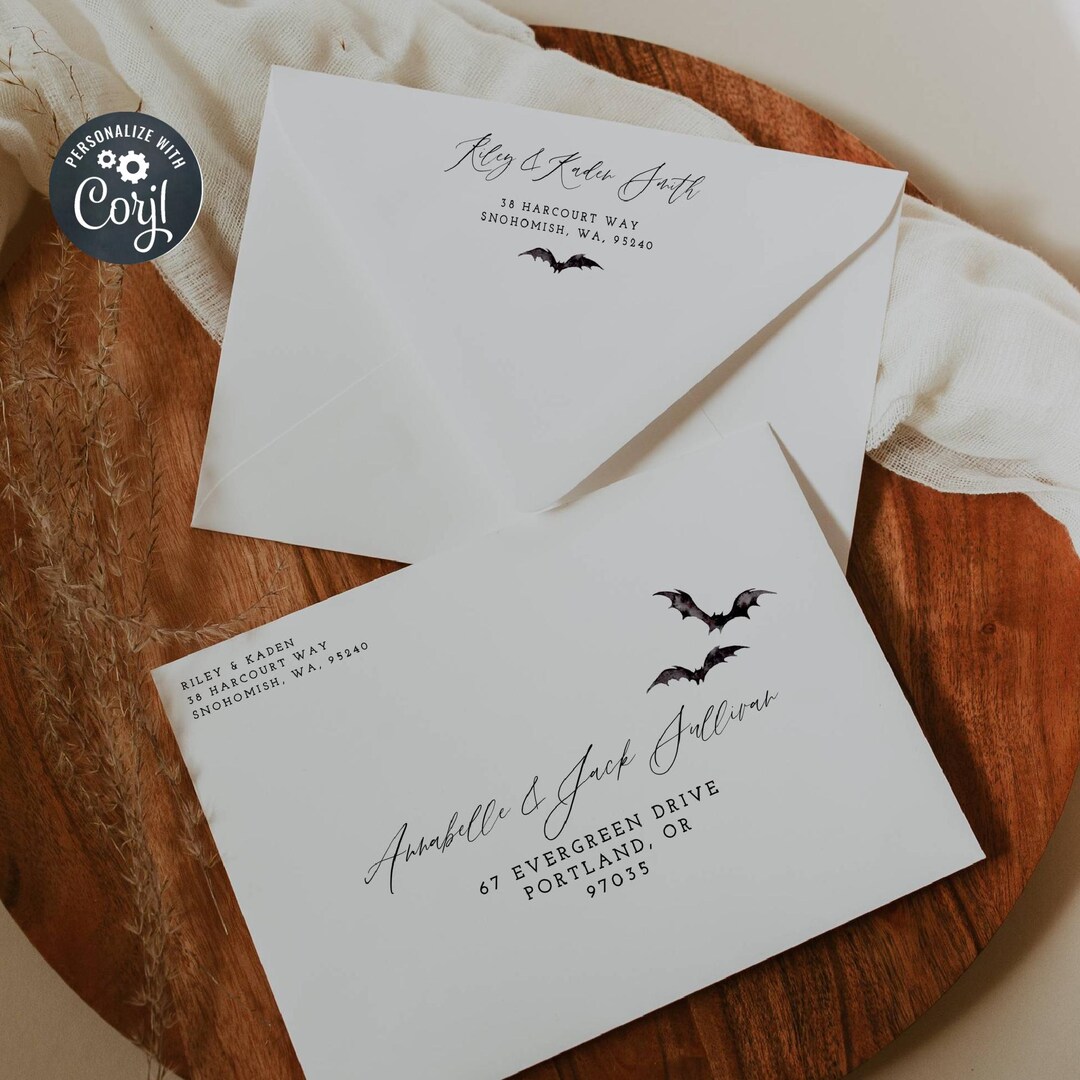 Editable Halloween Envelope Template, Printable Spooky Bats Envelope ...