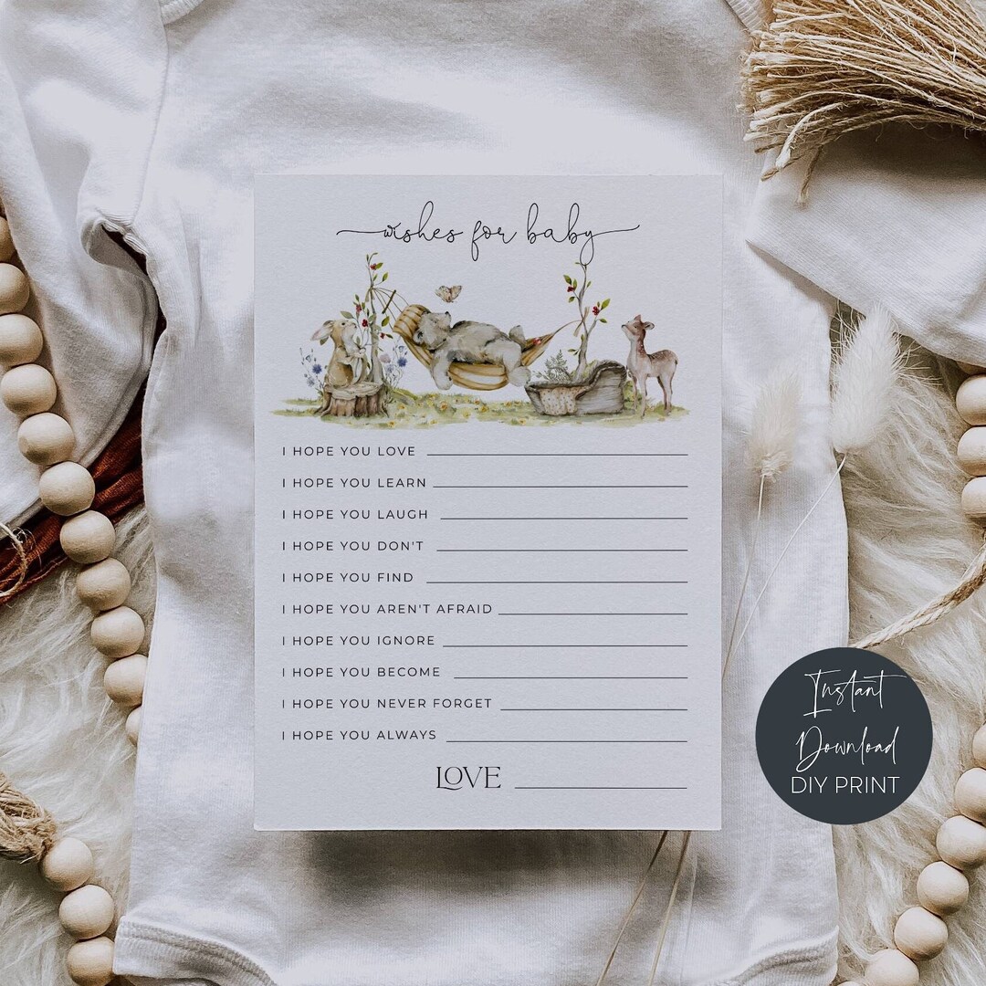 Woodland Wishes for Baby Cards, Printable Forest Animals Baby Shower ...