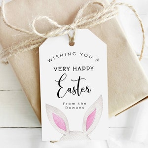 Happy Easter Gift Tag Template, Printable Bunny Ears Easter Basket ...