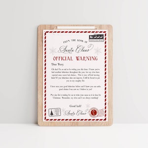 Editable Warning Letter From Santa Template, Printable North Pole Elf ...