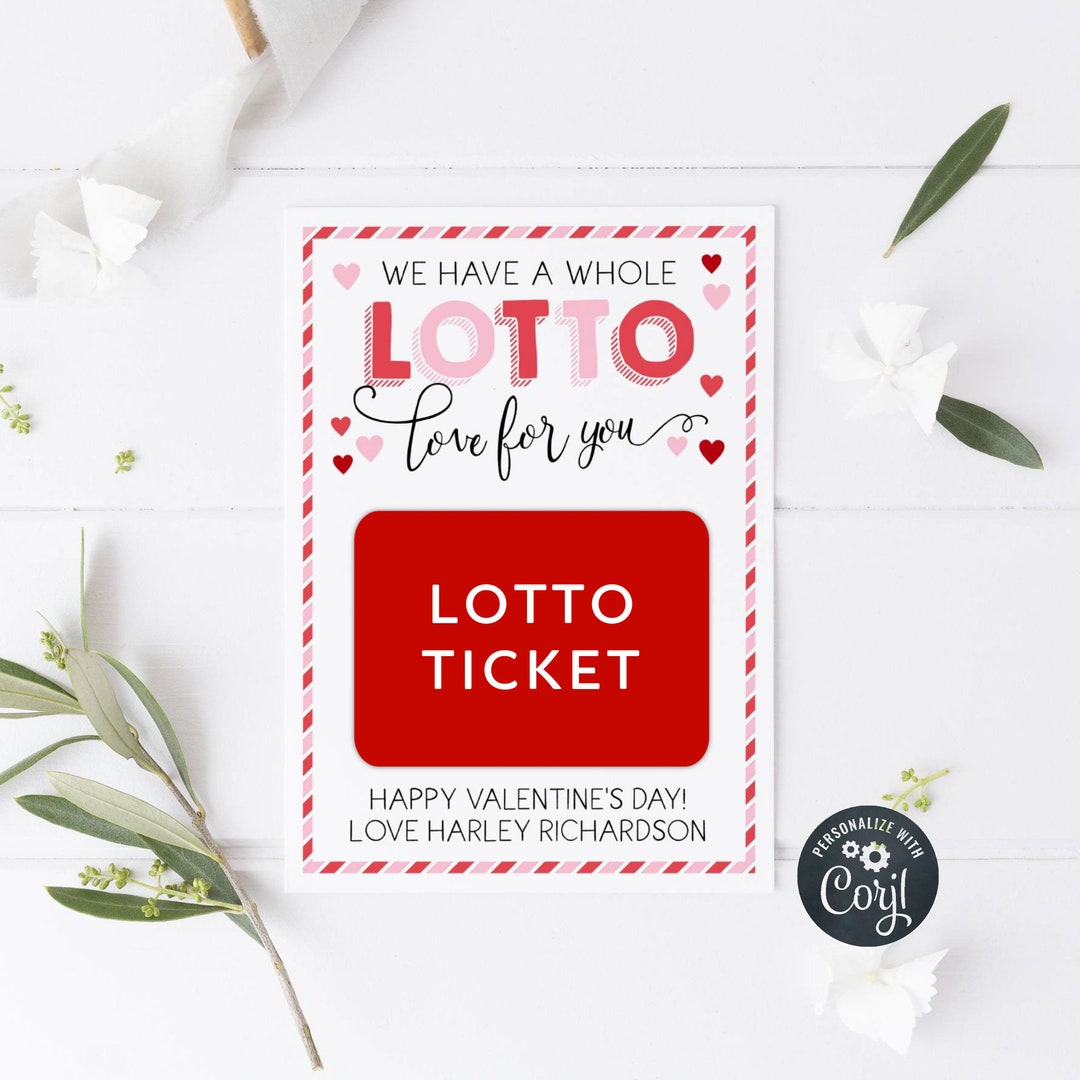 Valentine's Day Lottery Gift Card Holder Template, Printable Whole ...