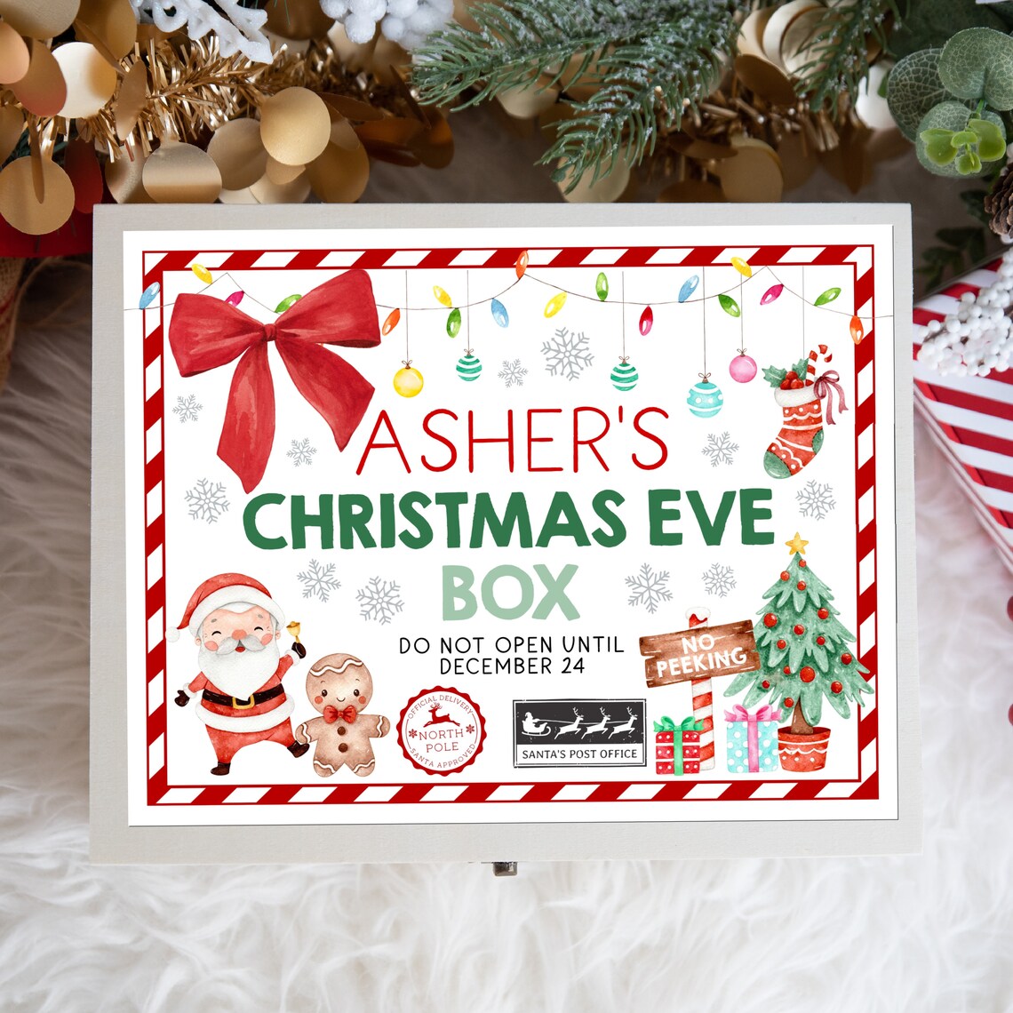 Editable Christmas Eve Box Label Template, Printable Holiday Tradition ...