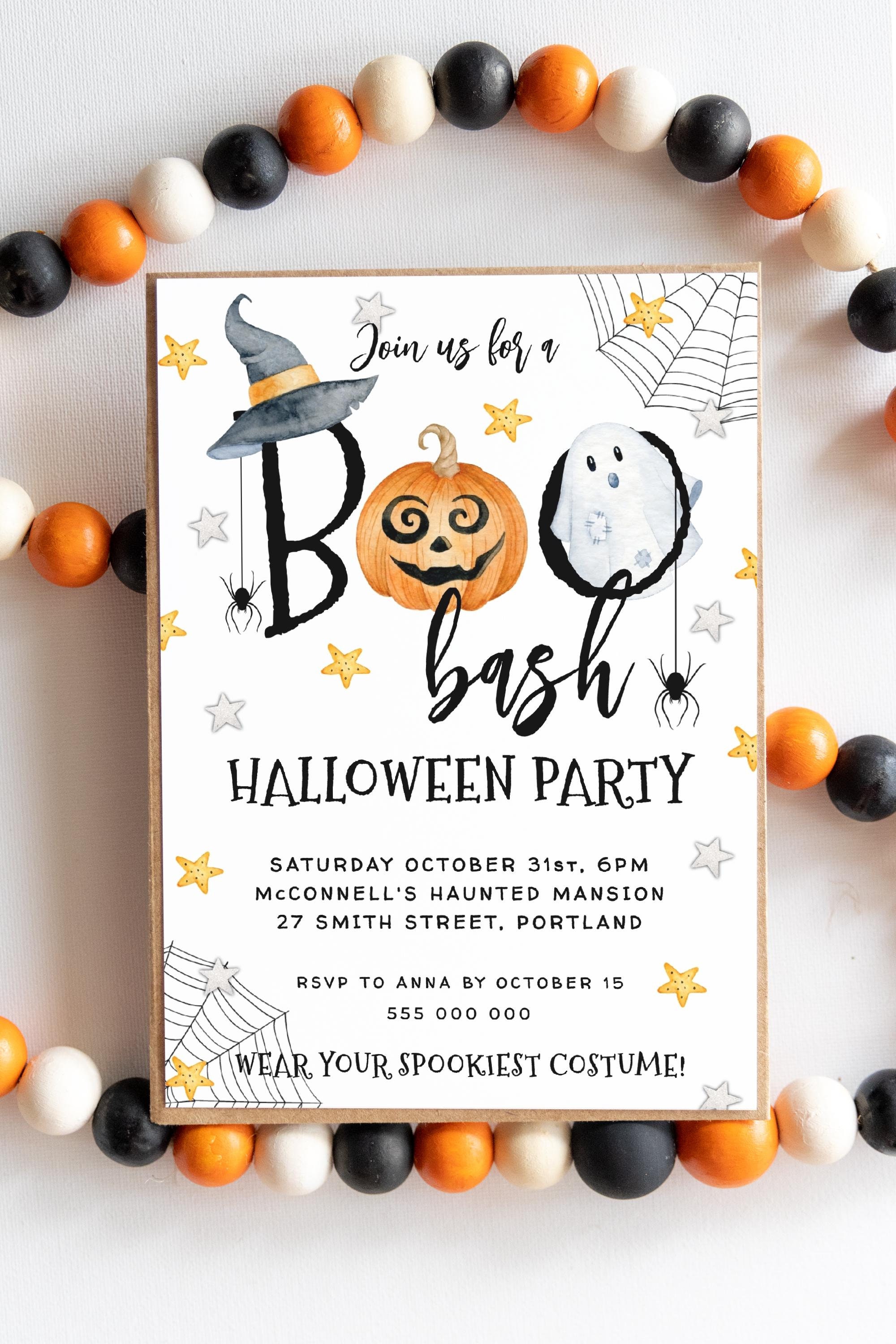 Boo Bash Halloween Party Invitation Template, Printable Kids Costume ...