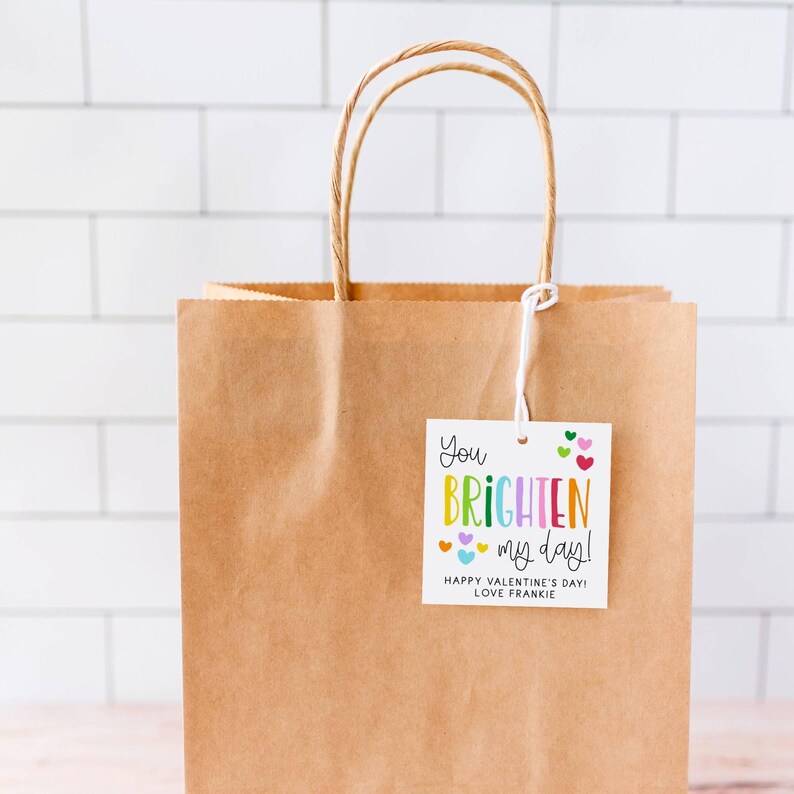 You Brighten My Day Valentine's Day Gift Tag Template, Printable ...