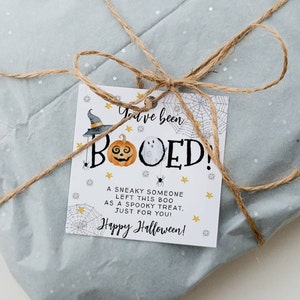 Halloween You've Been Booed Square Favor Tag Template, Printable Trick ...