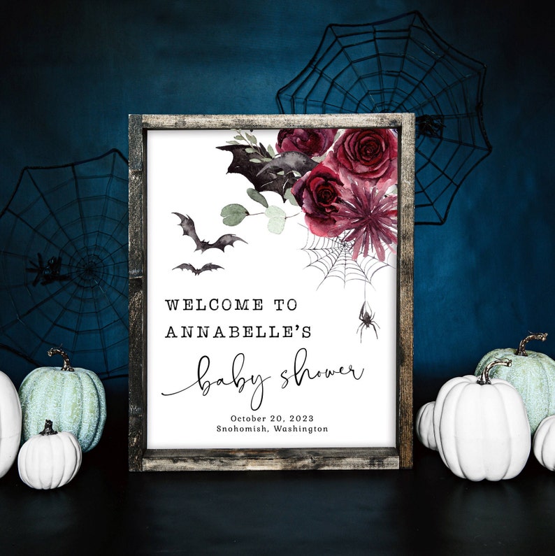 Halloween Baby Shower Welcome Sign Template, Printable A Baby is ...