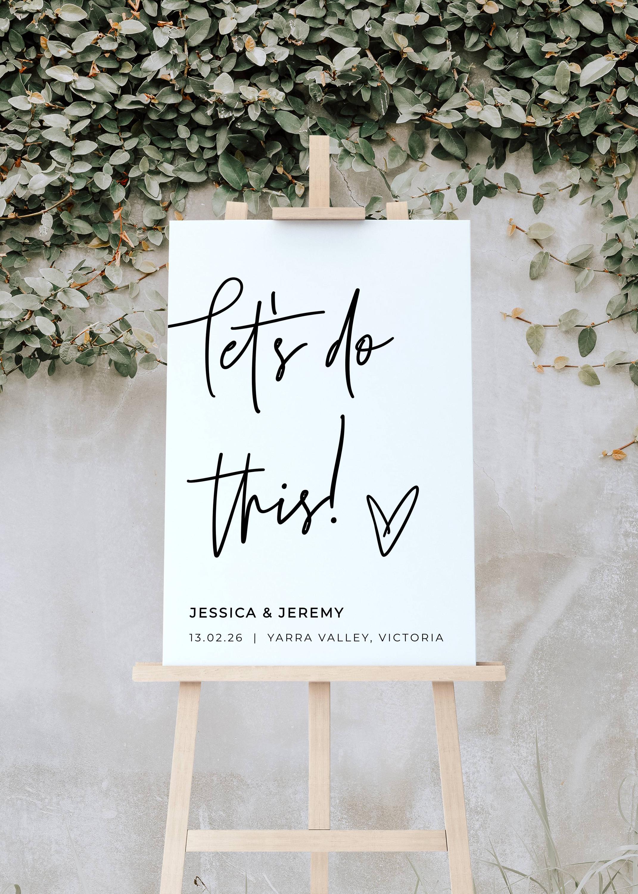 Let's Do This Wedding Welcome Sign Template, Printable Fun Modern ...