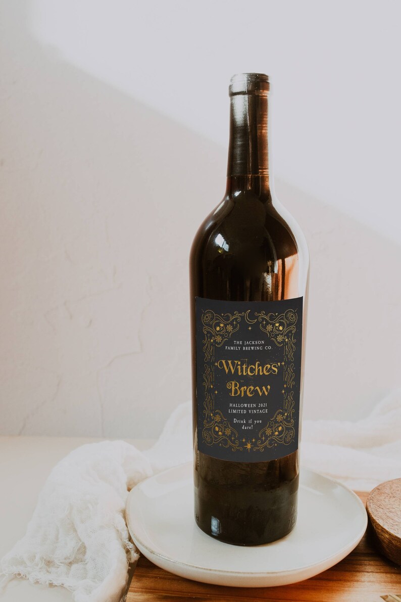 Witches' Brew Wine Bottle Label Template Printable - Etsy