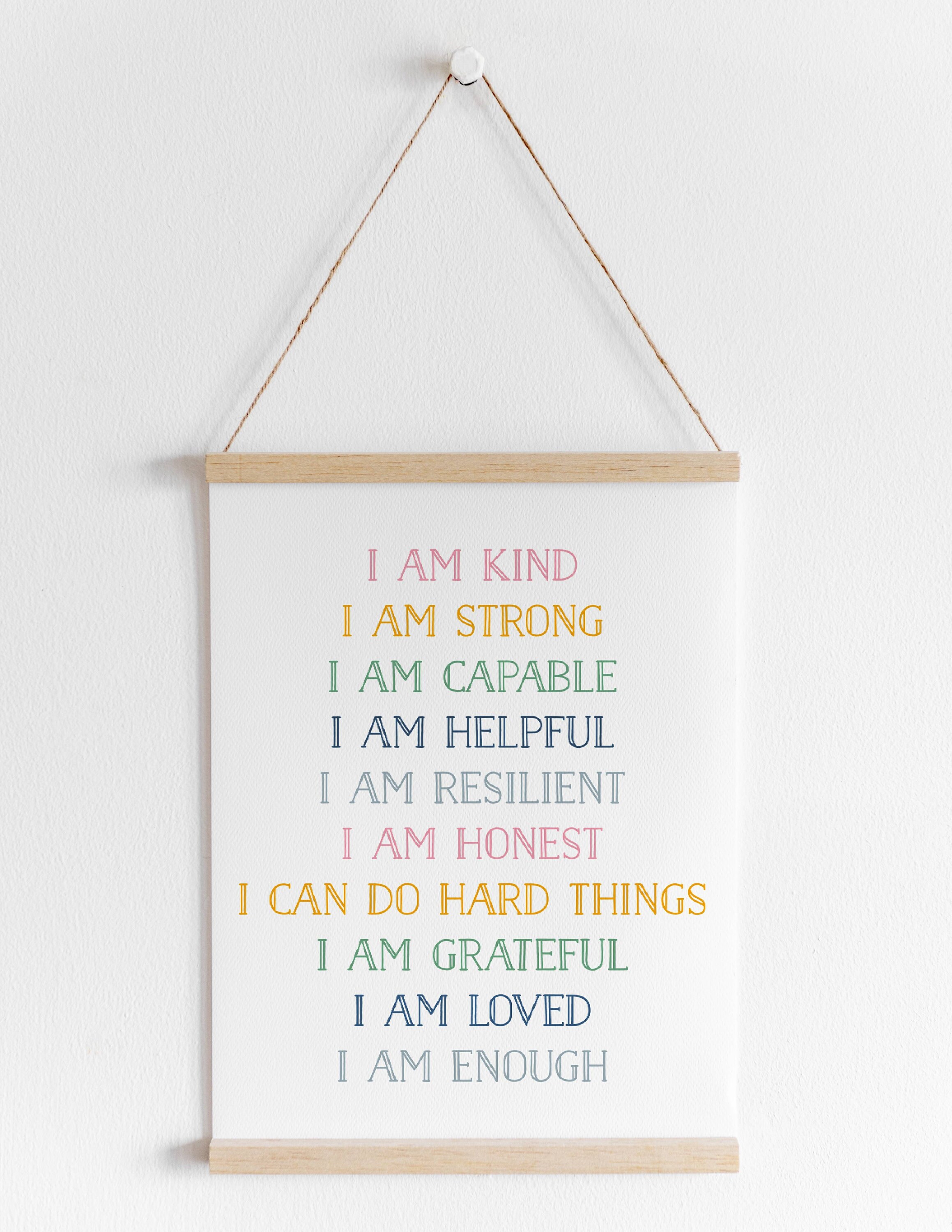 Affirmations Wall Art For Kids Printable I Am Kind I Am | Etsy