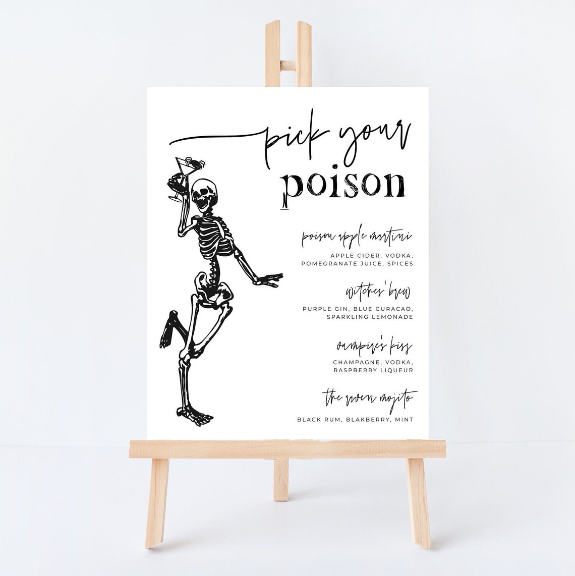 Halloween Pick Your Poison Bar Menu Template Printable Drinks - Etsy