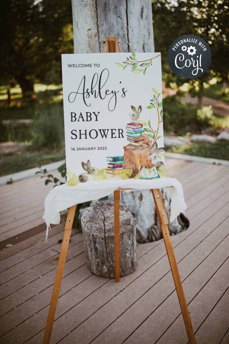 Storybook Baby Shower Welcome Sign Template Printable Book - Etsy