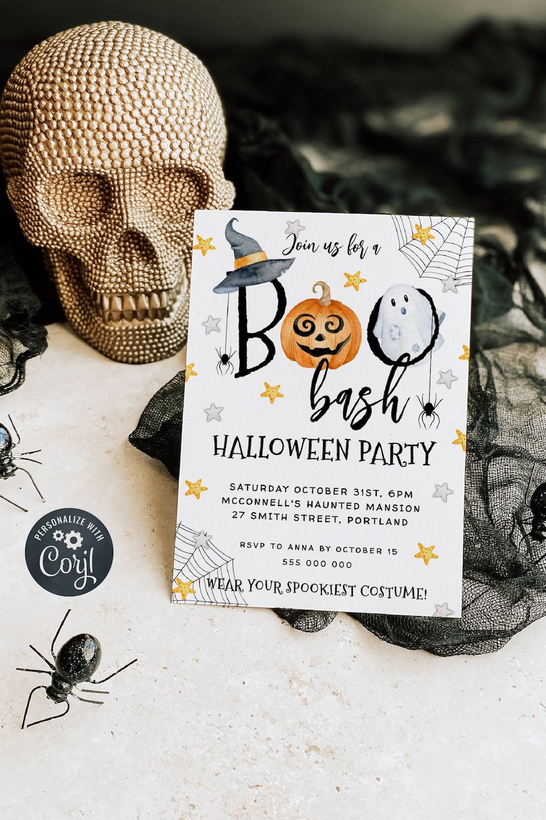 Boo Bash Halloween Party Invitation Template, Printable Kids Costume ...