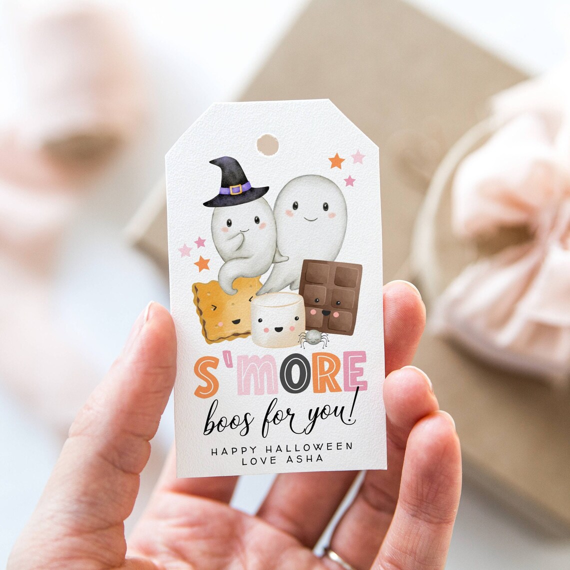 Halloween S'more Boos for You Gift Tag Template, Printable Ghost Smores ...