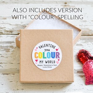 Rainbow Valentine's Day Round Gift Tag Template, Printable You Color My ...