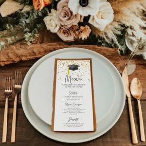 Graduation Dinner Menu Template, Printable Modern Graduate Table Decor ...