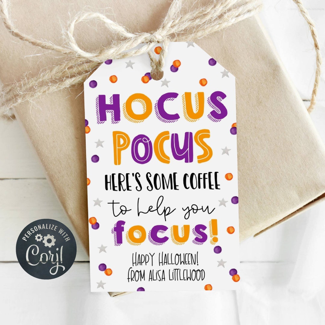 Halloween Coffee Gift Tag Template, Printable Hocus Pocus Latte Focus ...